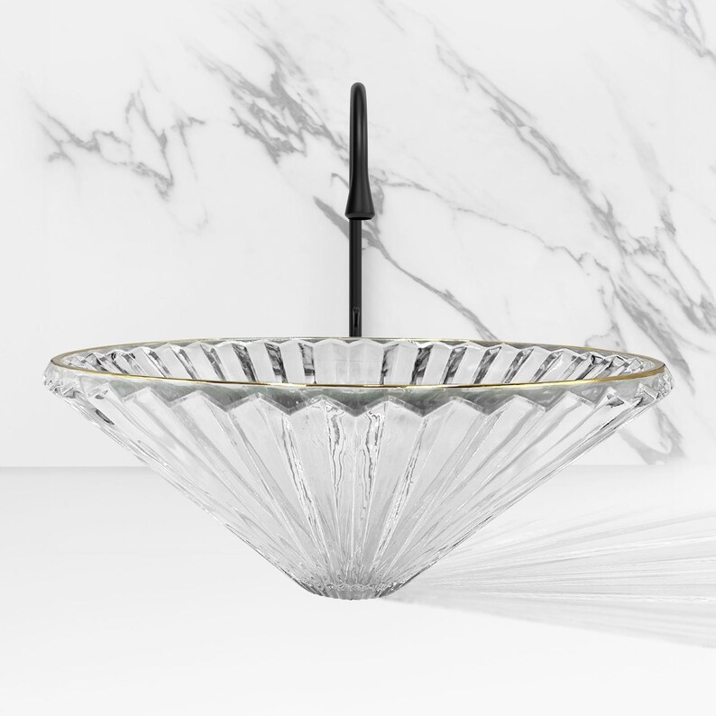 Elegant Conical Textured Glass Vessel Sink – 20 Inch, Available in ...