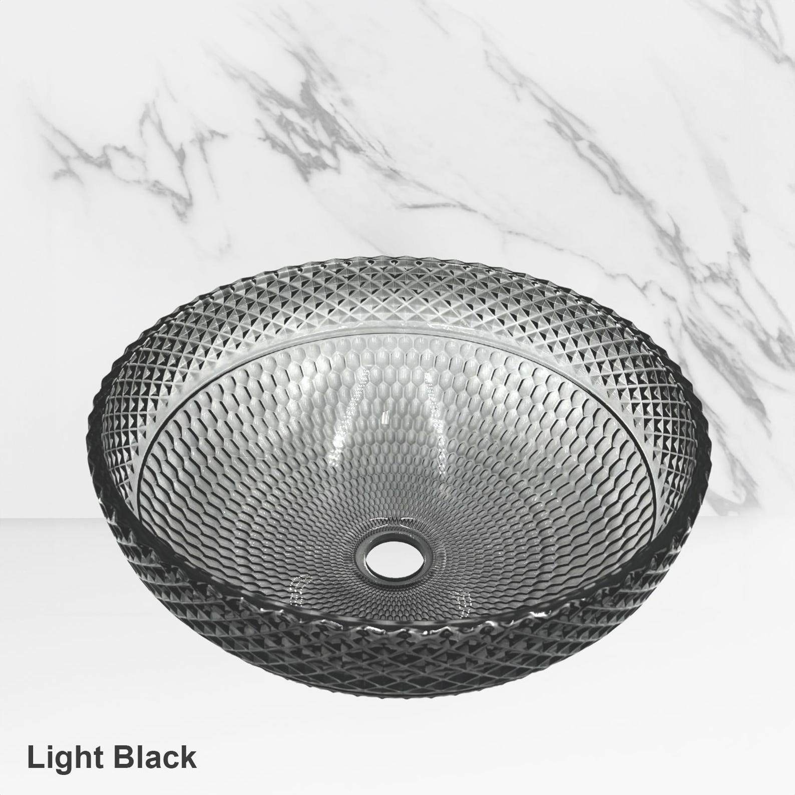 Elegant Diamond Textured Glass Vessel Sink – 16 Inch, Available in Two ...