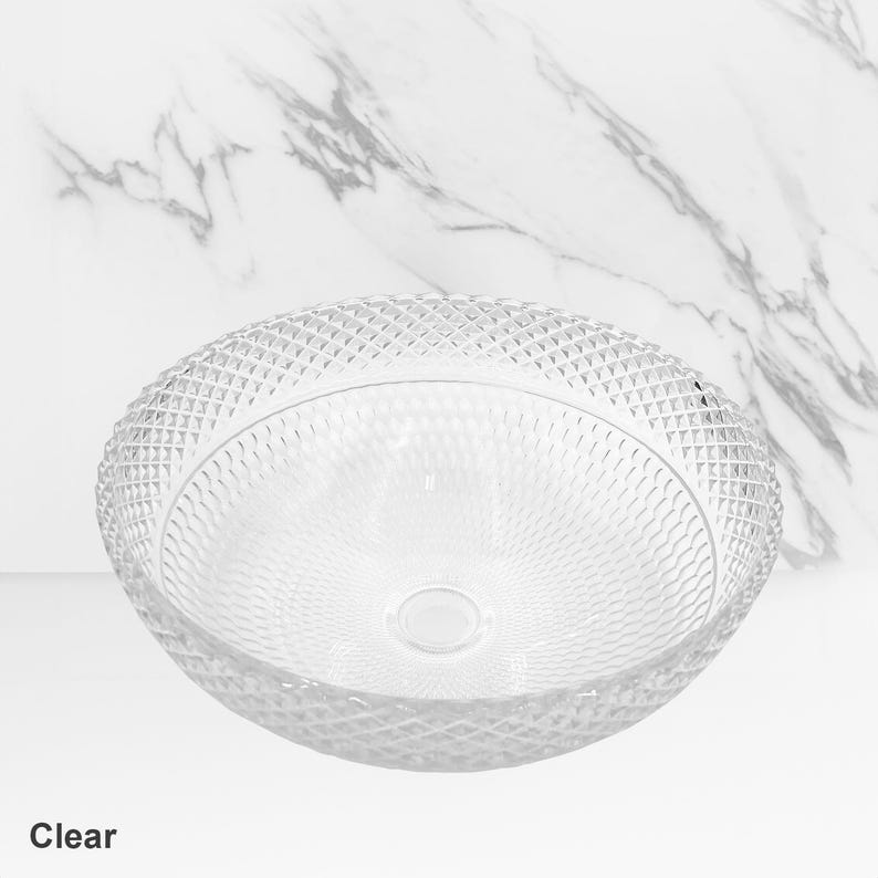Elegant Diamond Textured Glass Vessel Sink – 16 Inch, Available in Two ...