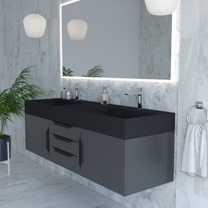 60'' Floating Modern Bathroom Vanity Set Different Colors Available ...