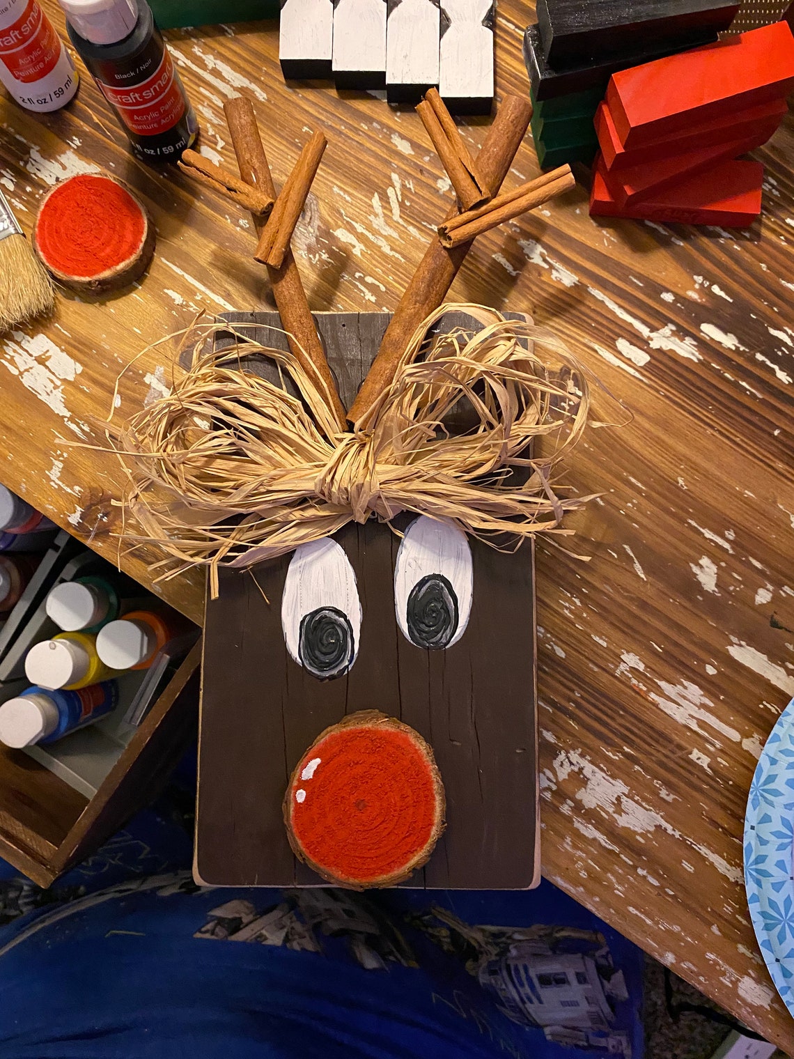Wooden Rudolph Table Decor - Etsy