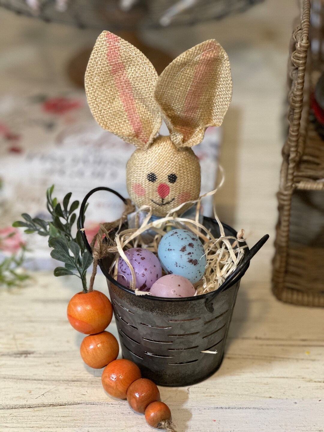 Bunny in Tin With a Beaded Carrot - Etsy