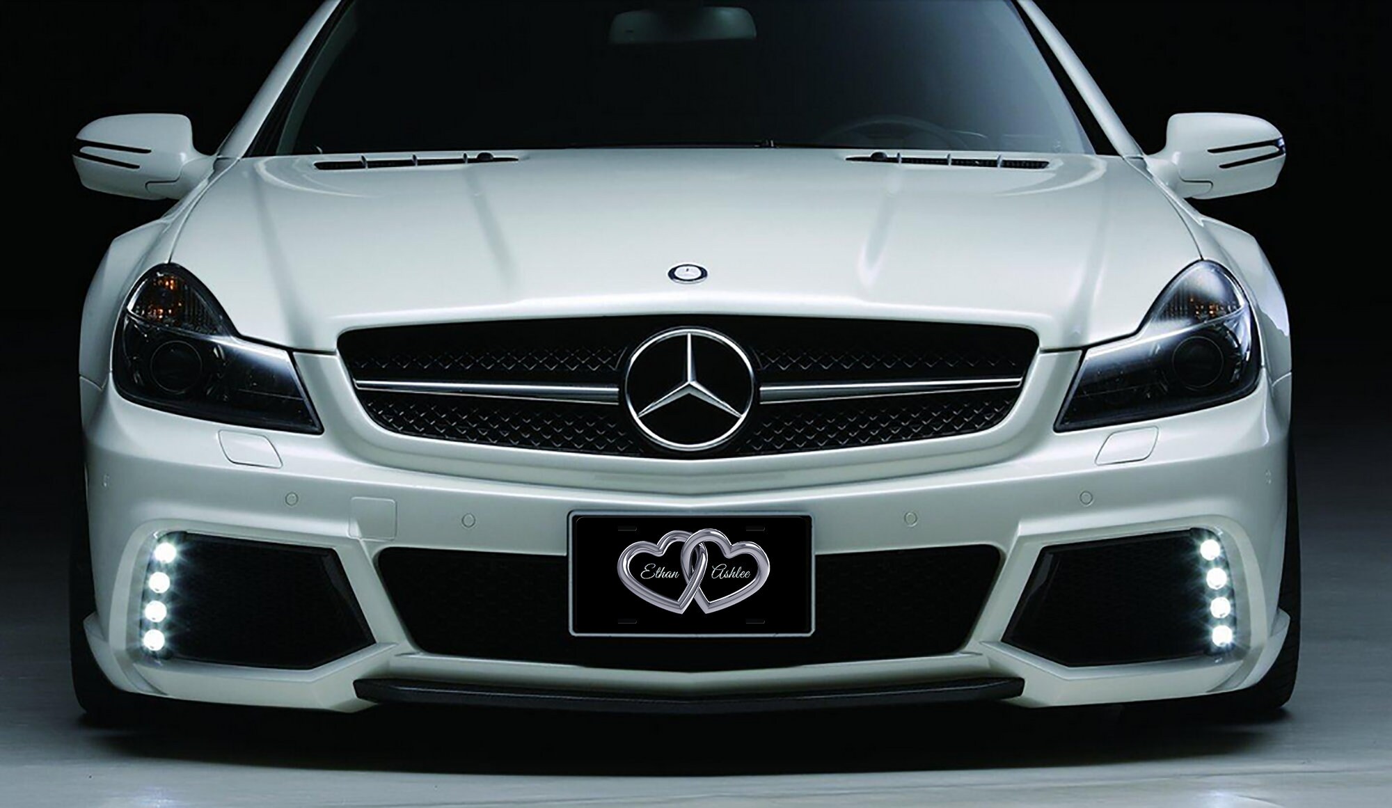 Front license Plate With Locking Hearts And Personalized With | Etsy