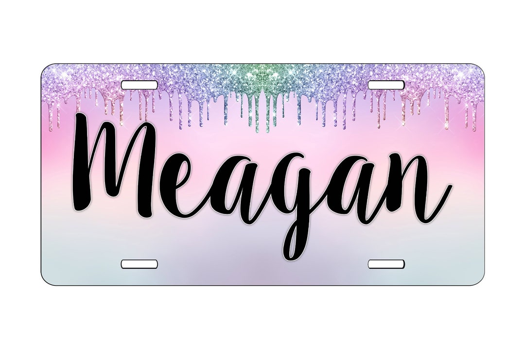 Personalized Custom Front License Plate With Ombre Glitter Drip Effect ...