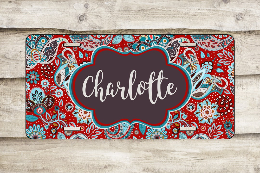 Pretty Front License Plate, Personalized Front Vanity Plate, Paisley ...