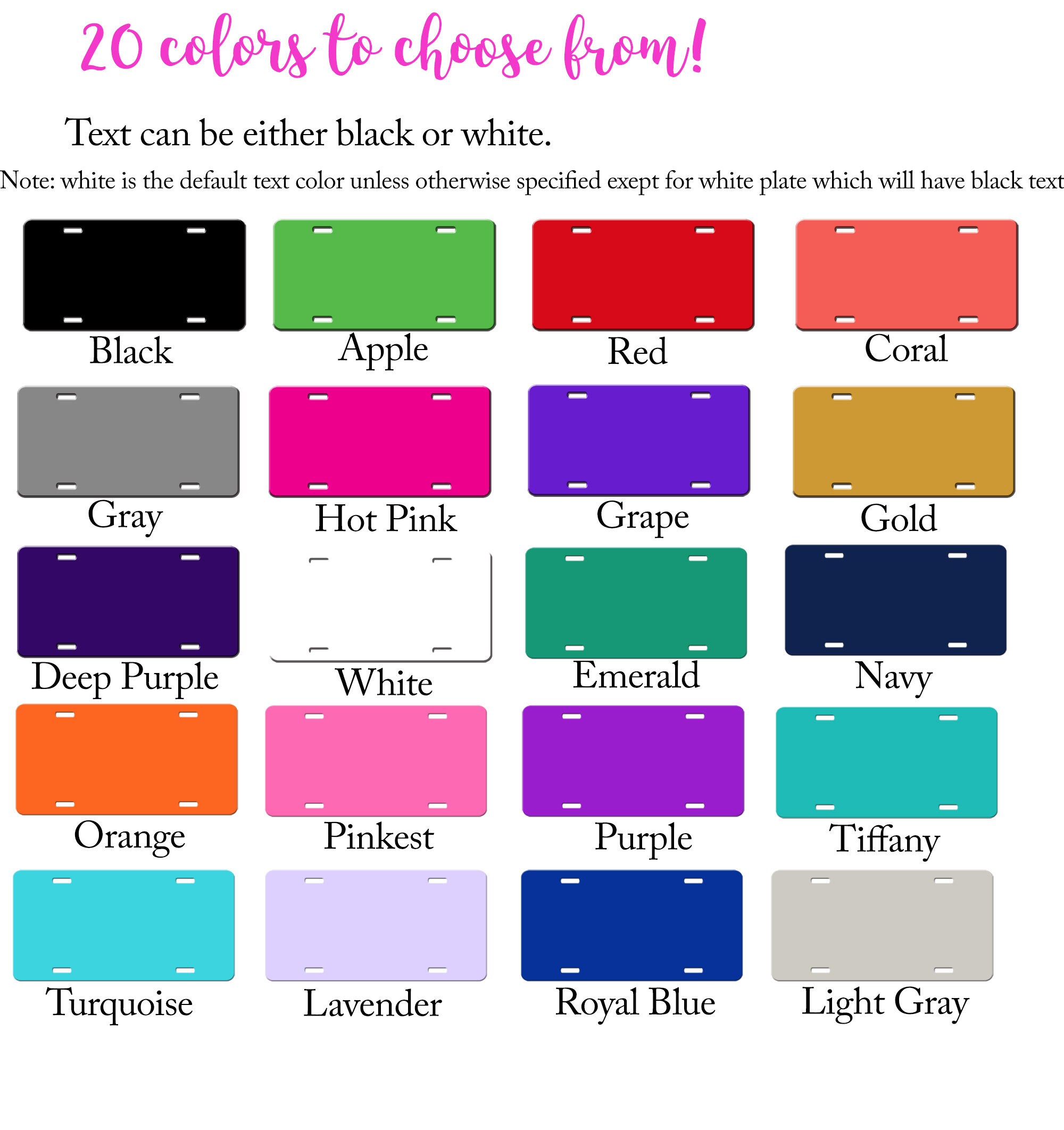 Custom Personalized Front License Plate 12 Glitter Effect - Etsy