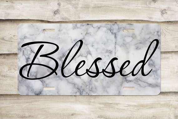 Front Car Tag Blessed Front License Plate on Marble Pattern - Etsy