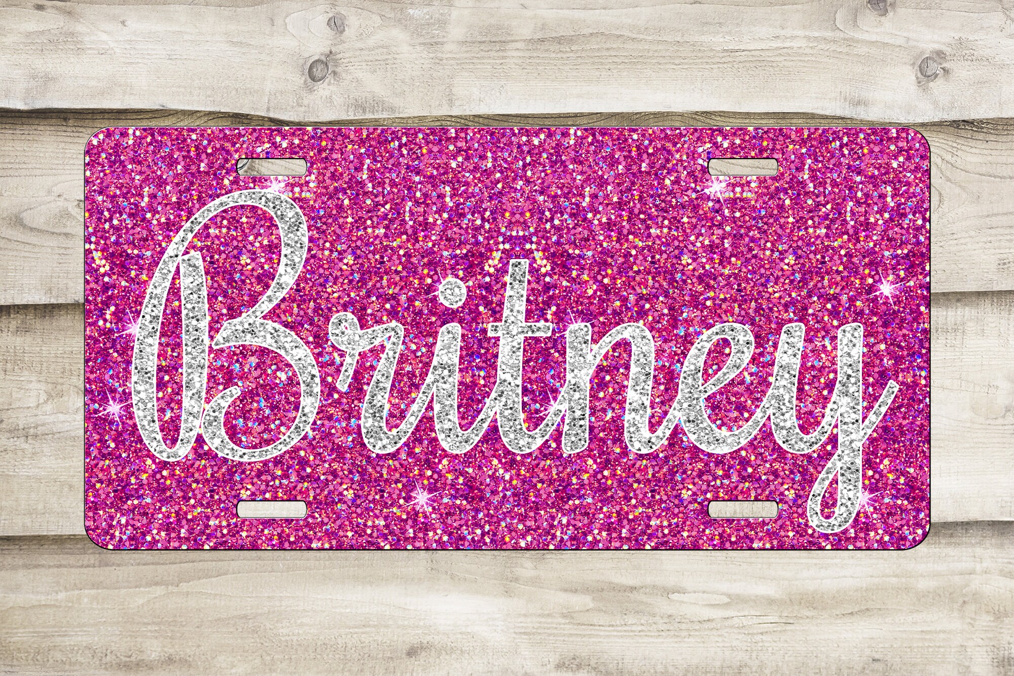 Front License Plate With Glitter Effect 3 Colors and 18 Font | Etsy