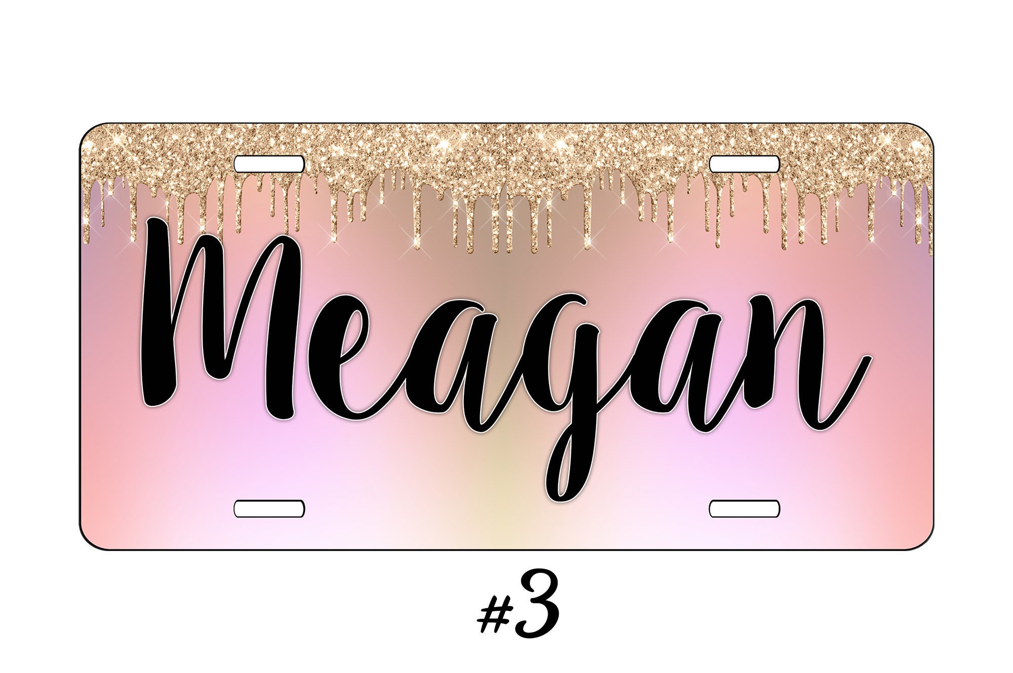 Personalized Custom Front License Plate With Ombre Glitter - Etsy