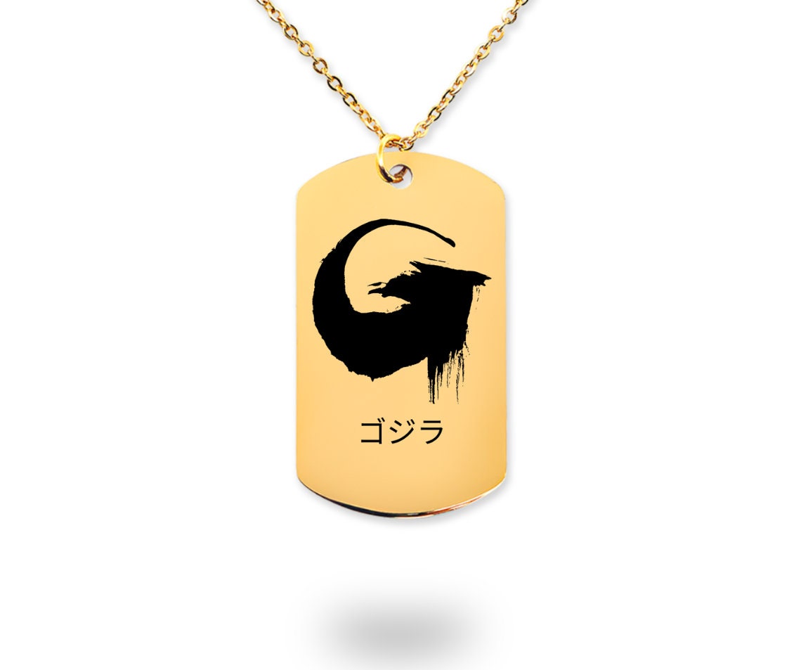 Godzilla-inspired Kanji Engraved Tag Necklace Customizable, Stainless ...