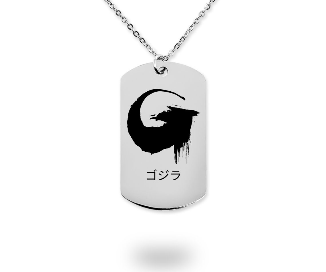 Godzilla-inspired Kanji Engraved Tag Necklace Customizable, Stainless ...