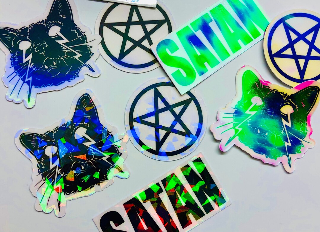 Holographic Satanic Vinyl Sticker Pack, Vinyl Stickers, Gothic ...