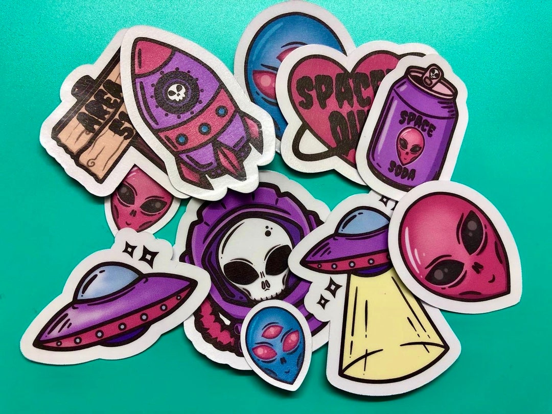 Pastel Alien UFO Vinyl Sticker Pack, Vinyl Stickers, Waterproof ...