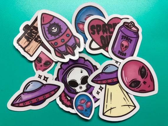 Pastel Alien UFO Vinyl Sticker Pack Vinyl Stickers - Etsy