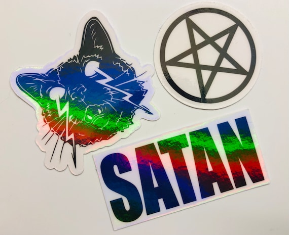 Holographic Satanic Vinyl Sticker Pack Vinyl Stickers Goth - Etsy