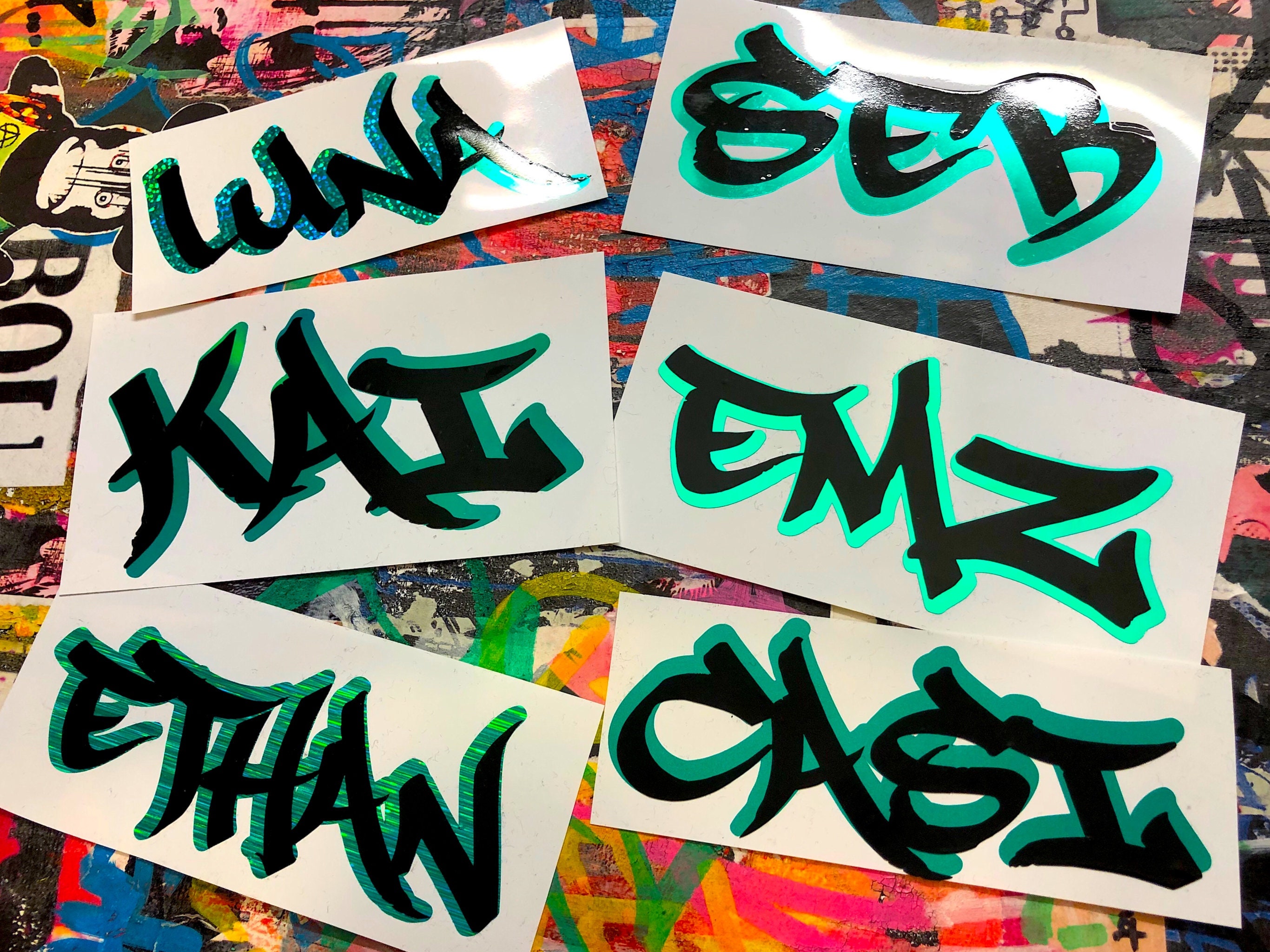 Personalised 2 Layer Graffiti Style Decals Laptop Decal | Etsy