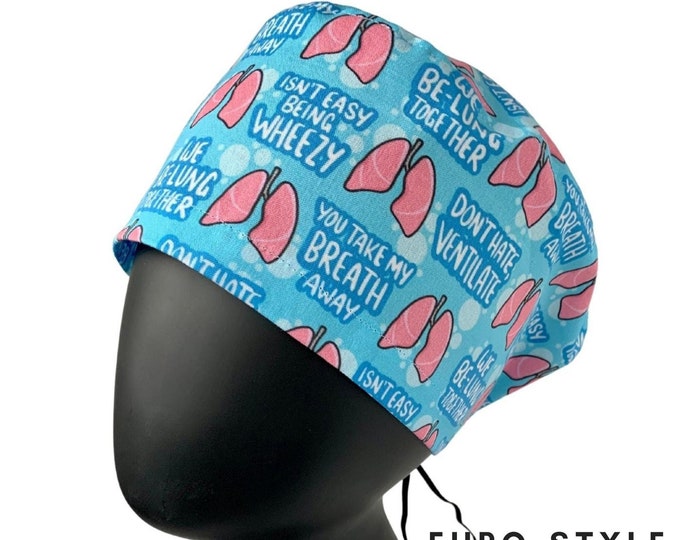 Lung Puns Euro Surgical Scrub Cap, for MEDIUM Length Hair, Pulmonology ...