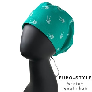 Skeleton Hands Euro Surgical Scrub Cap, for MEDIUM Length Hair, Funny ...