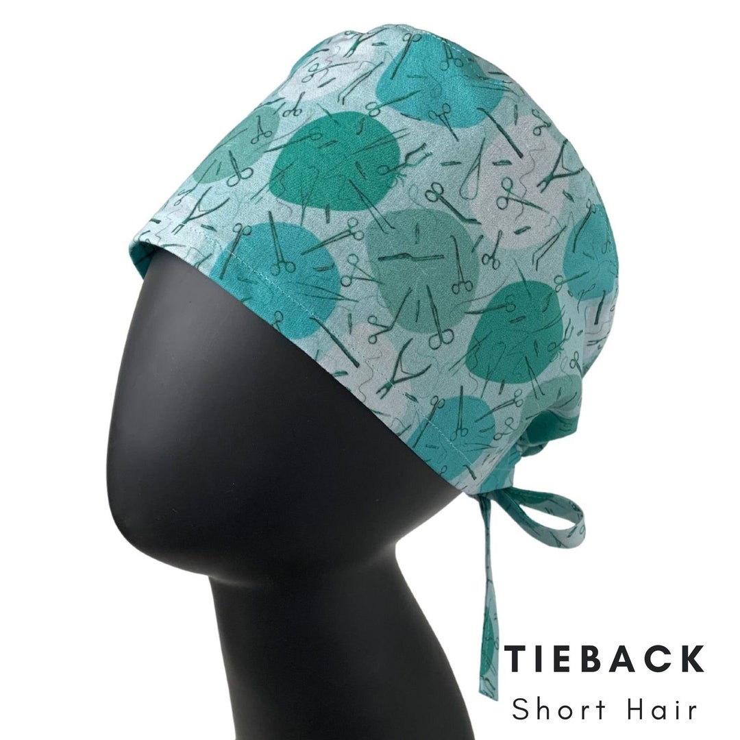 Surgical Instruments Tieback Surgical Scrub Cap, for SHORT Hair, Cool ...