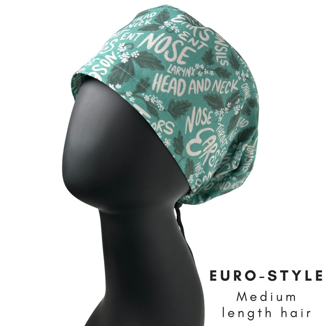 ENT Botanical Euro Surgical Scrub Cap, for MEDIUM Length Hair, Cute ...