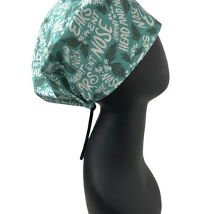 ENT Botanical Euro Surgical Scrub Cap, for MEDIUM Length Hair, Cute ...