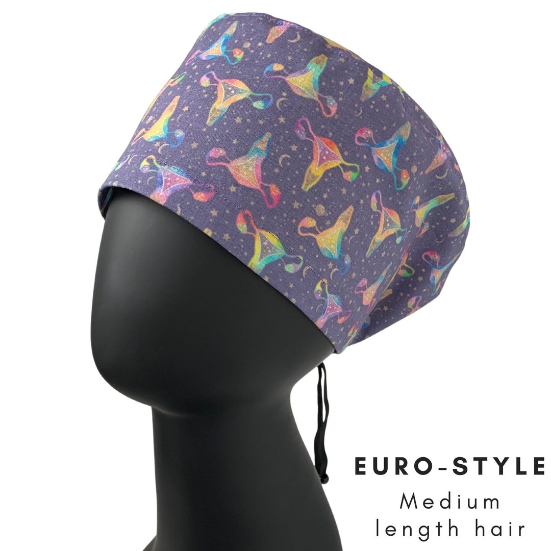 Uterus Universe Euro Surgical Scrub Cap, for MEDIUM Length Hair, Cute ...