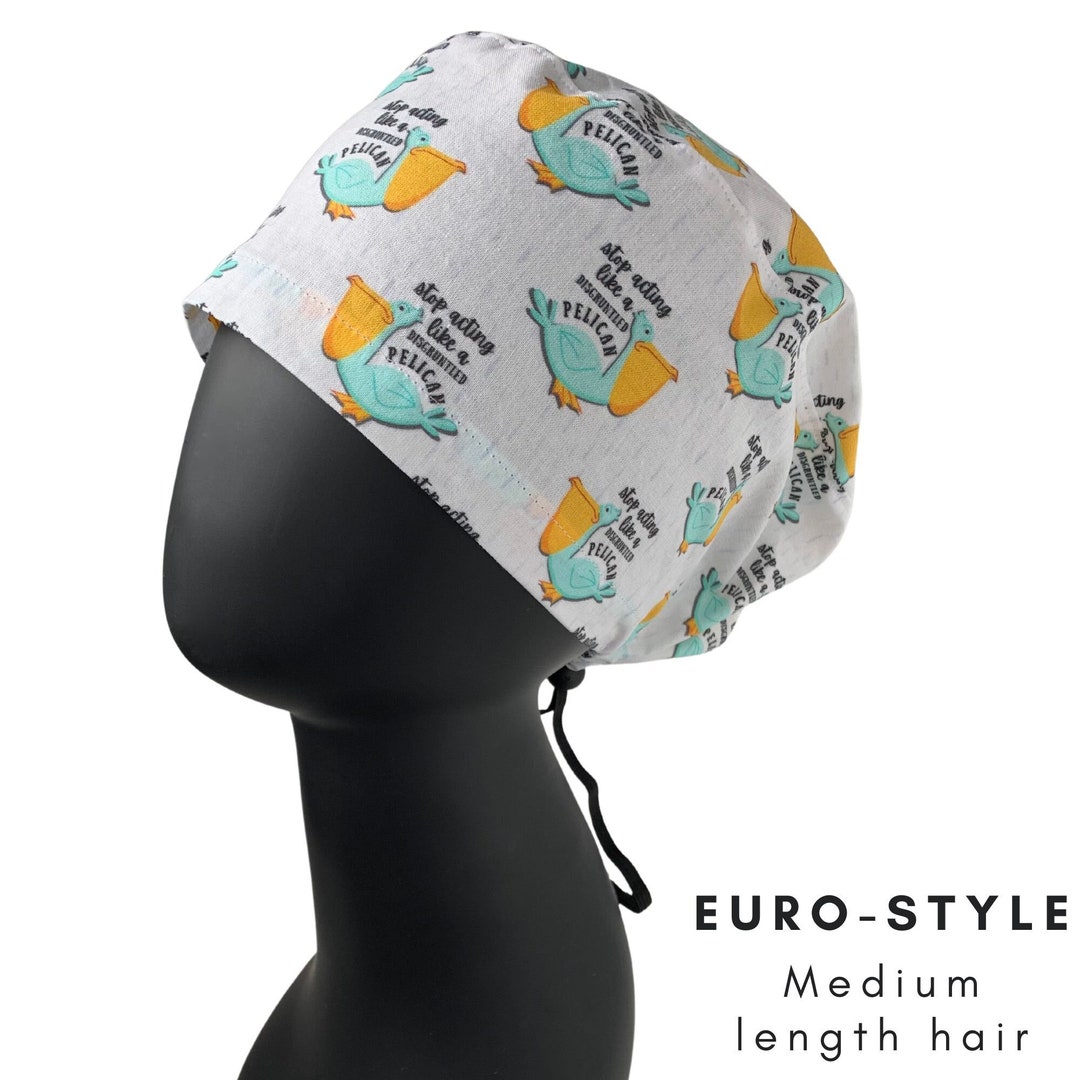 Disgruntled Pelican Euro Surgical Scrub Cap, for MEDIUM Length Hair ...