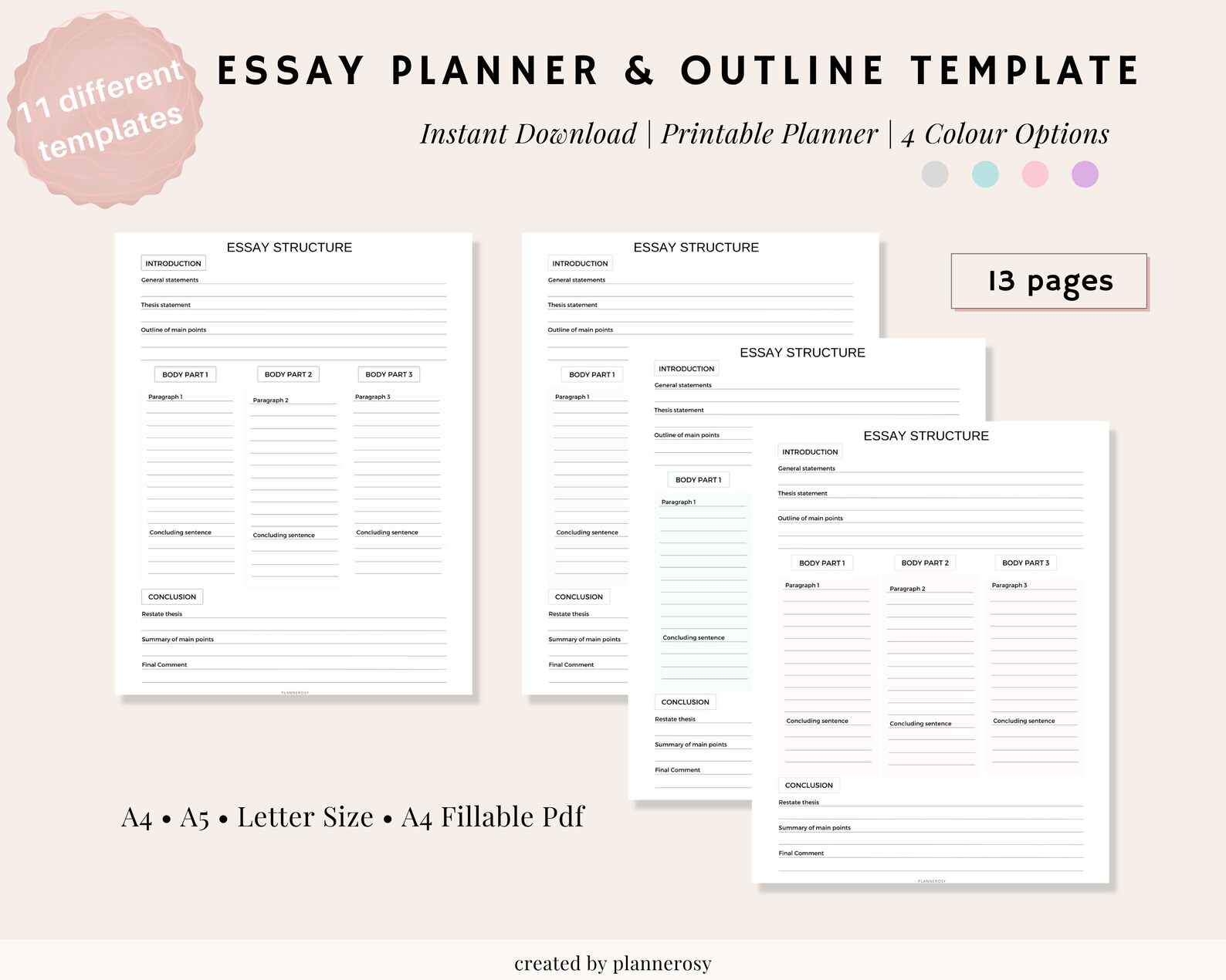 Essay Planner Essay Writing Essay Printable Essay Template - Etsy