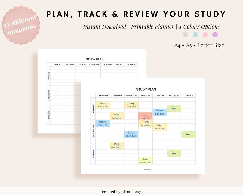 Study Planner Printable Study Guide Student Planner Study - Etsy India