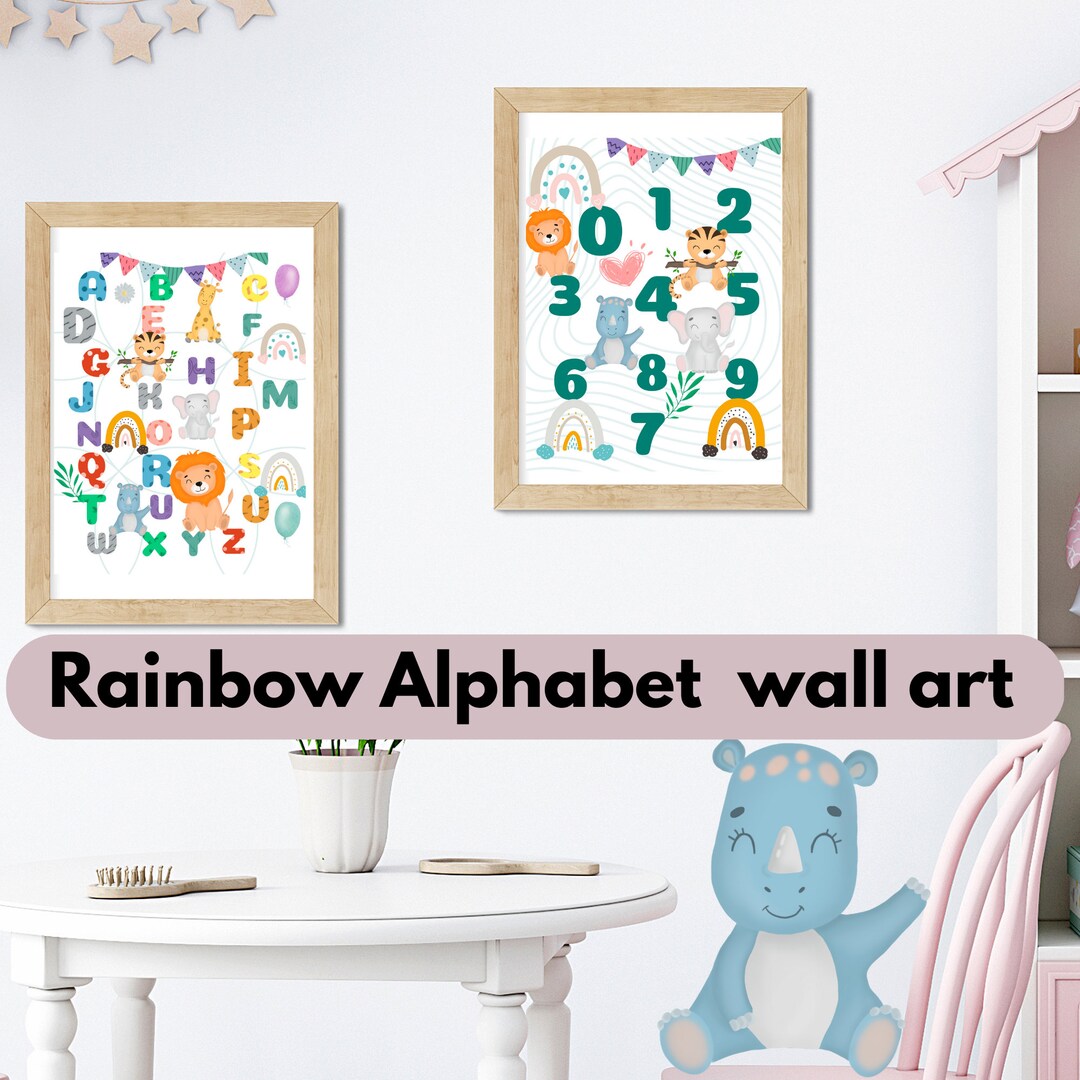 Rainbow Alphabetabc Chartfun Educational Alphabetsafari - Etsy