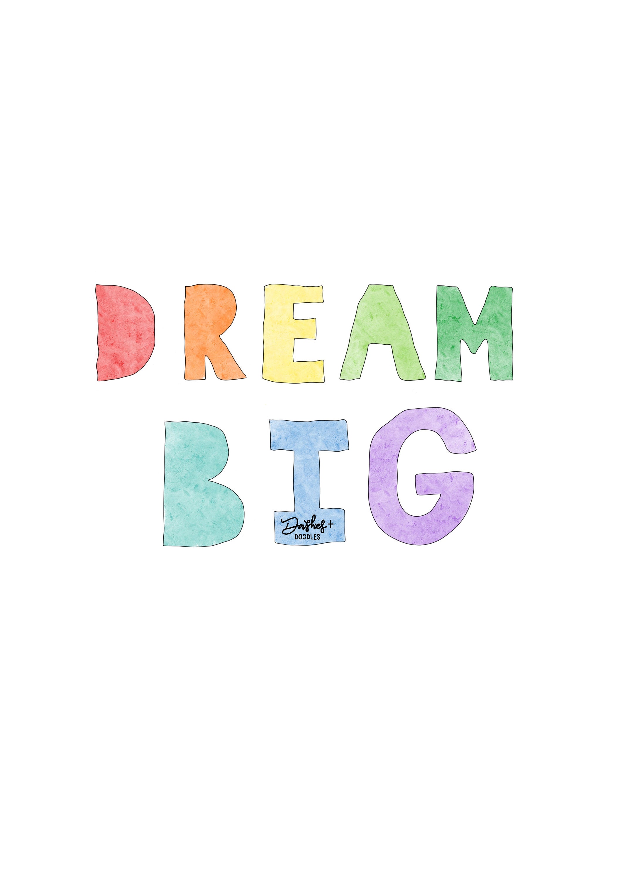DIGITAL DOWNLOAD Dream Big Rainbow Illustrated Art Rainbow - Etsy