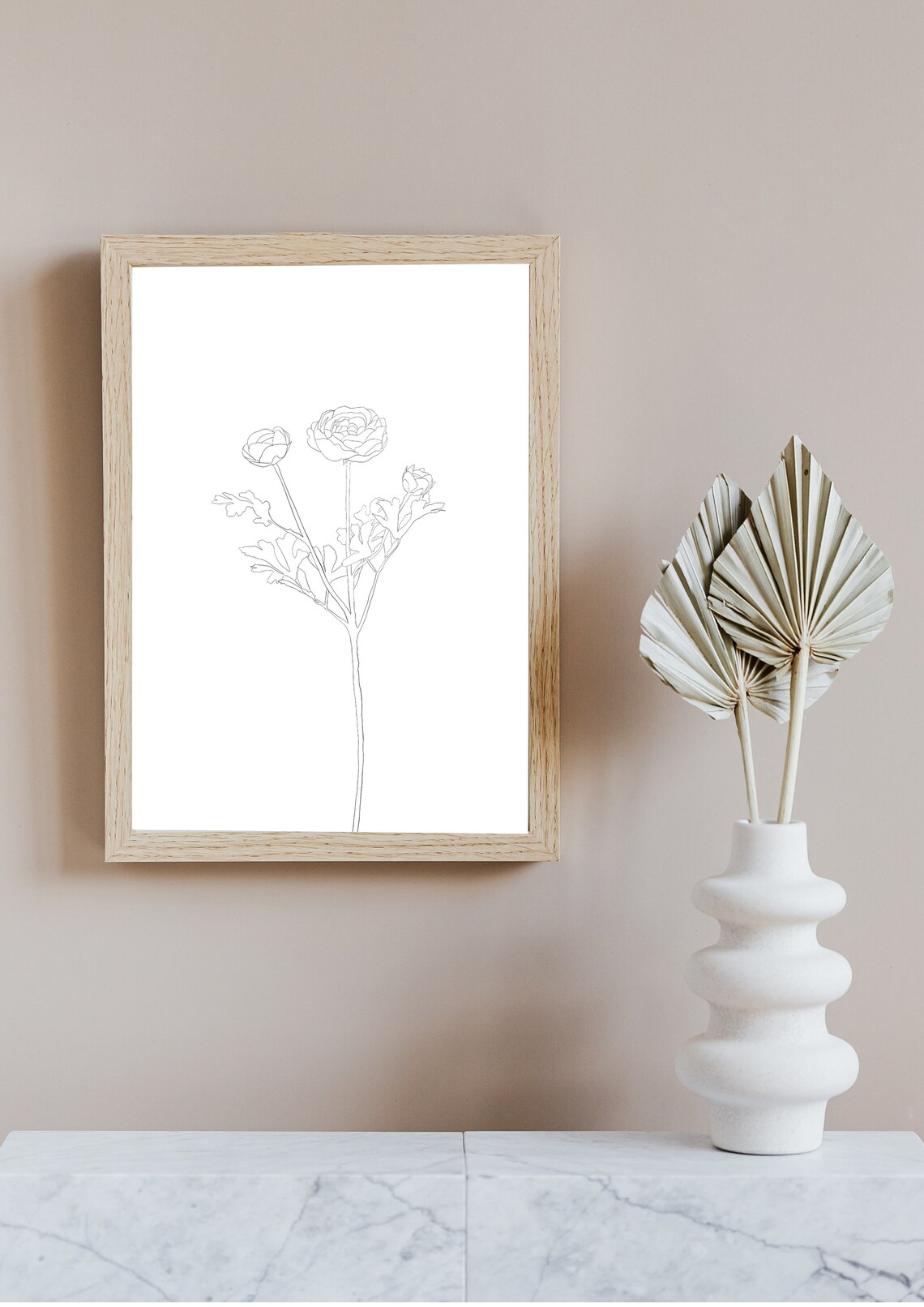 Ranunculus Line Art Botanical Line Art Floral Wall Art Ranunculus ...