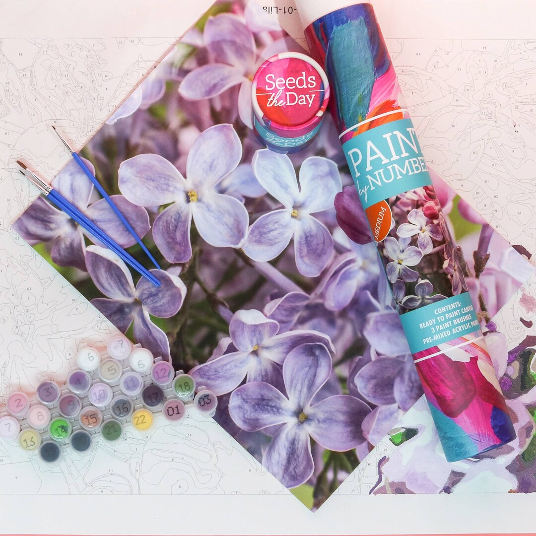 Lilac Floral Adult DIY Paint-by-number Craft Kit - Etsy
