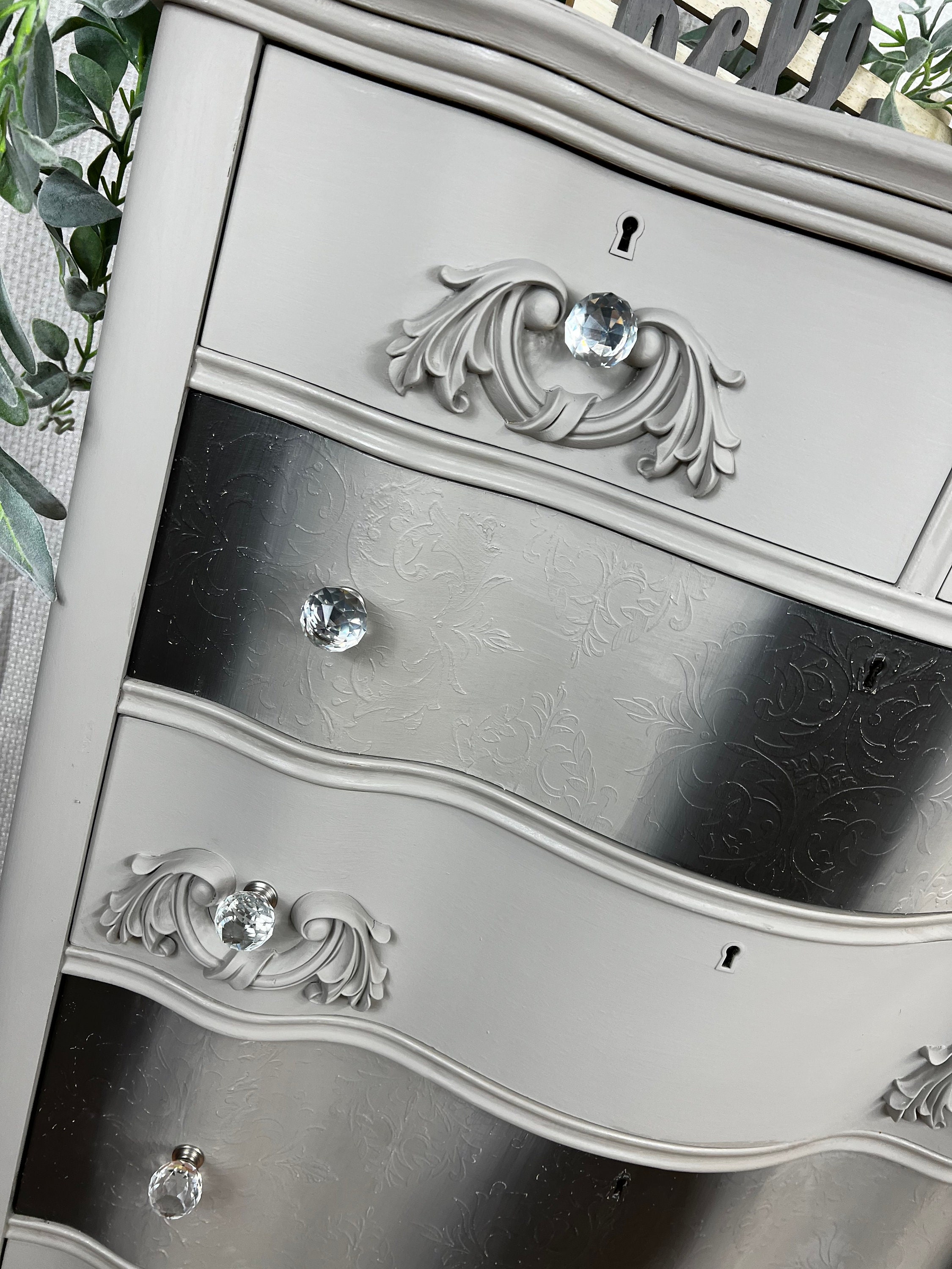 Custom Hand Painted Vintage Dresser Griege and Black Unique Chest of ...