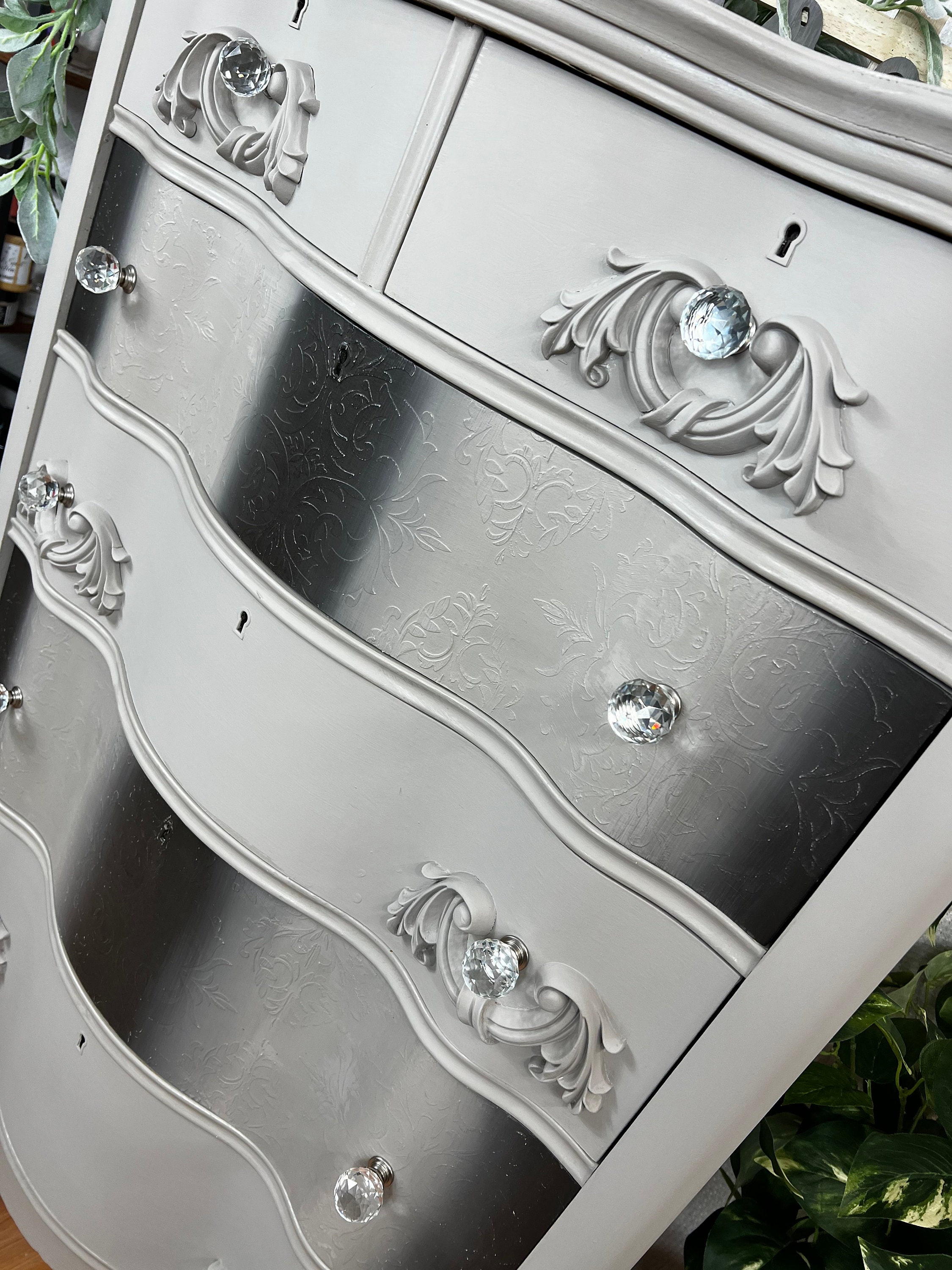 Custom Hand Painted Vintage Dresser Griege and Black Unique Chest of ...