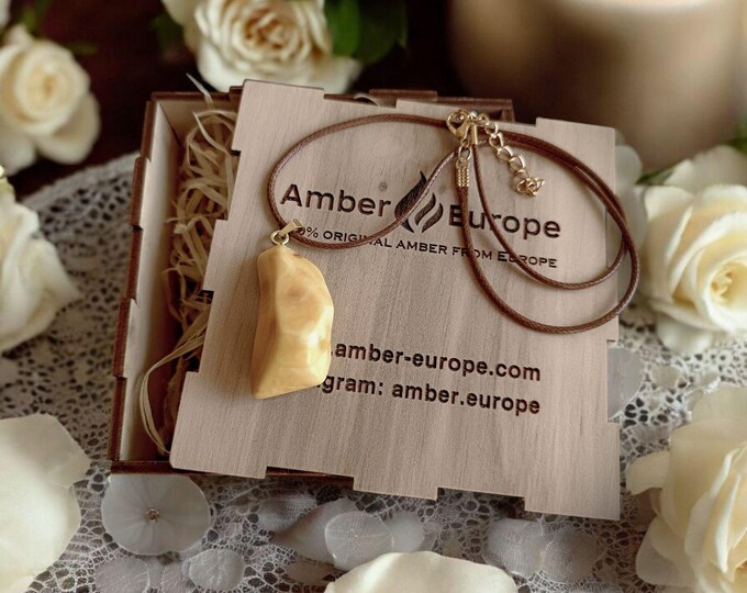 White AMBER Natural Amber Pendant, Rare Color AMBER STONE, Baltic Amber ...