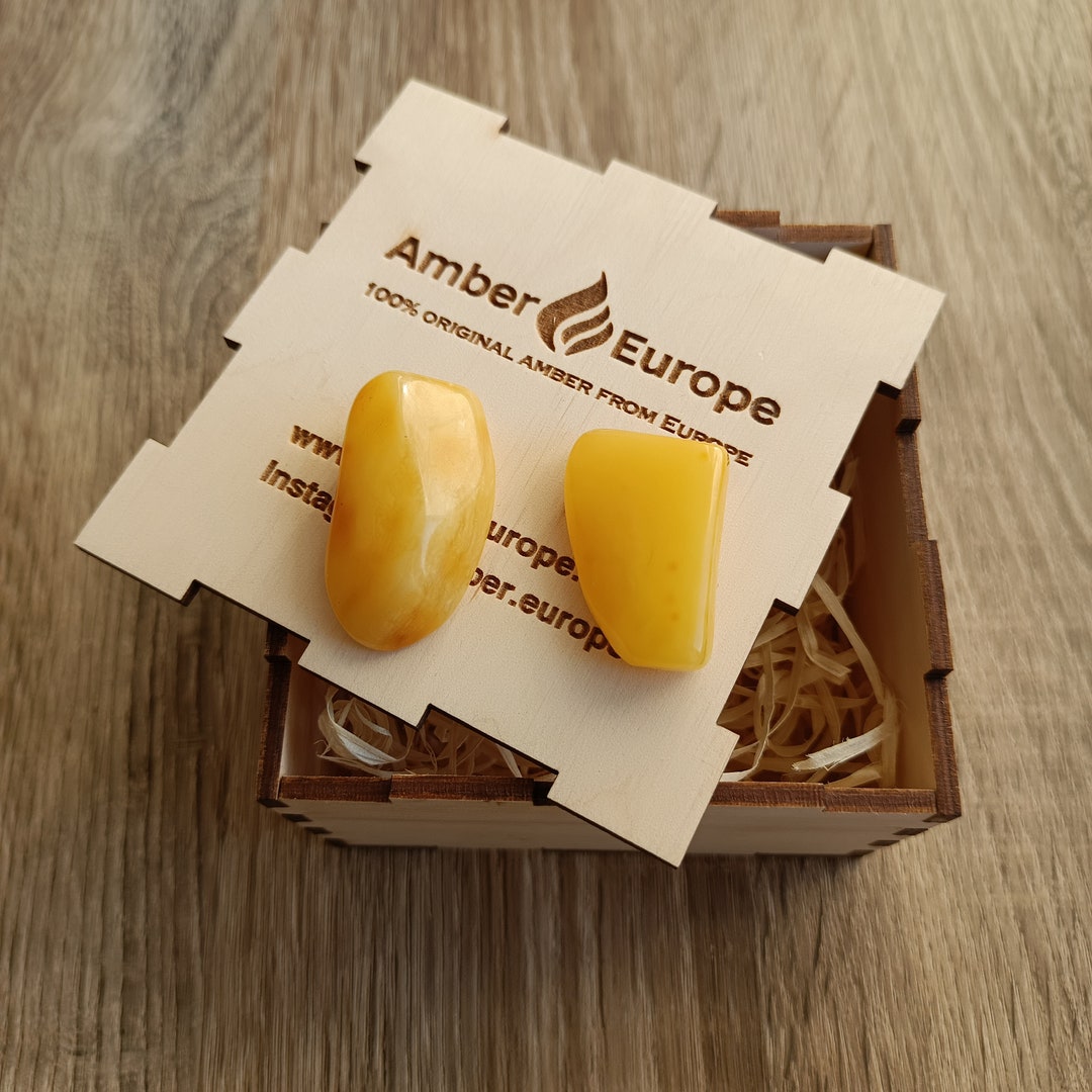 Amber Stones, 2 Amber Pieces, 100% ORIGINAL, FREE Wooden Gift Box ...