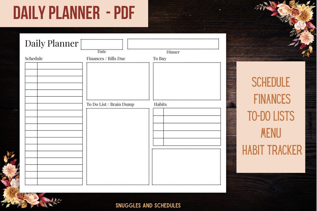 Black & White Daily Planner for Moms: Schedule, To-do List (PDF) - Etsy