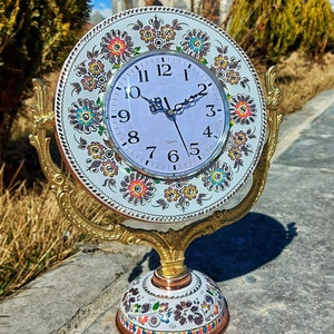 White Copper Clock Desktop Copper Clock , Footed Clock , Desk Clock ...