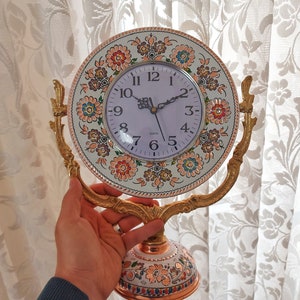 White Copper Clock Desktop Copper Clock , Footed Clock , Desk Clock ...