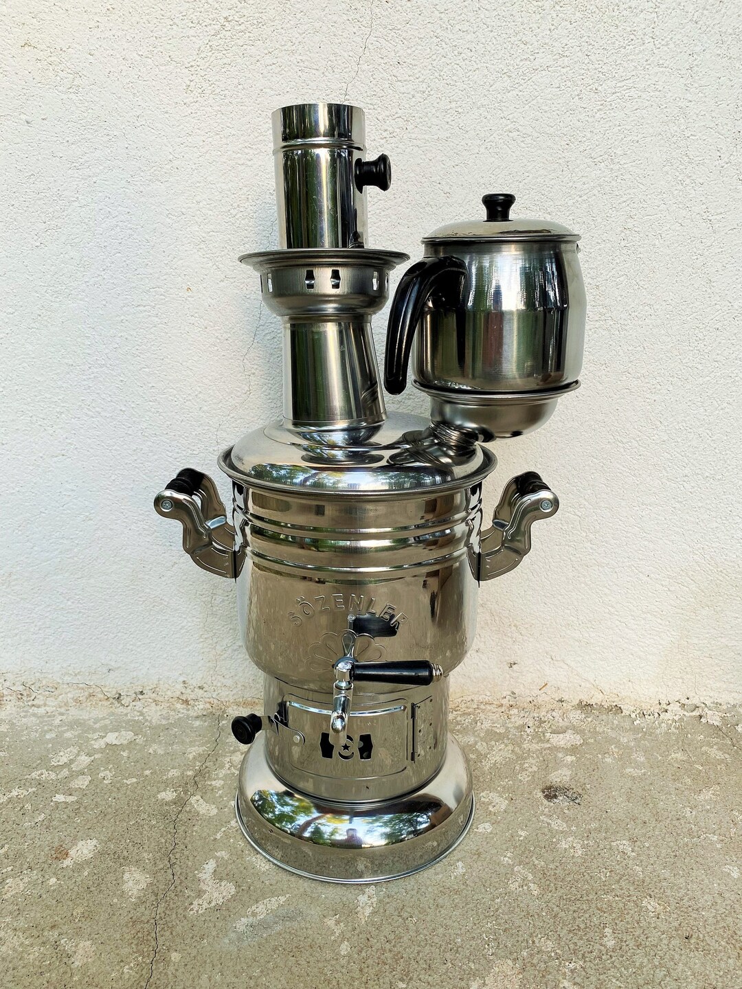 4 LT Steel Coal Samovar-turkish Tea Set, Hot Water Boiler, Camping ...