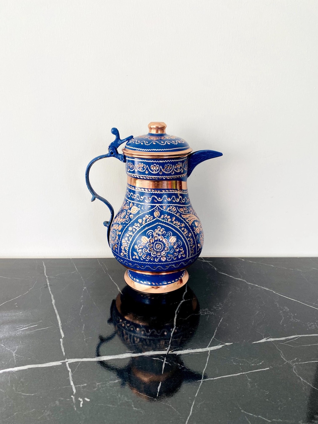 1.5 Fl OZ - Blue Copper Water Jug,moscow Mule Jug,handmade Water Bottle ...