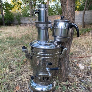 4 LT Steel Coal Samovar-turkish Tea Set, Hot Water Boiler, Camping ...