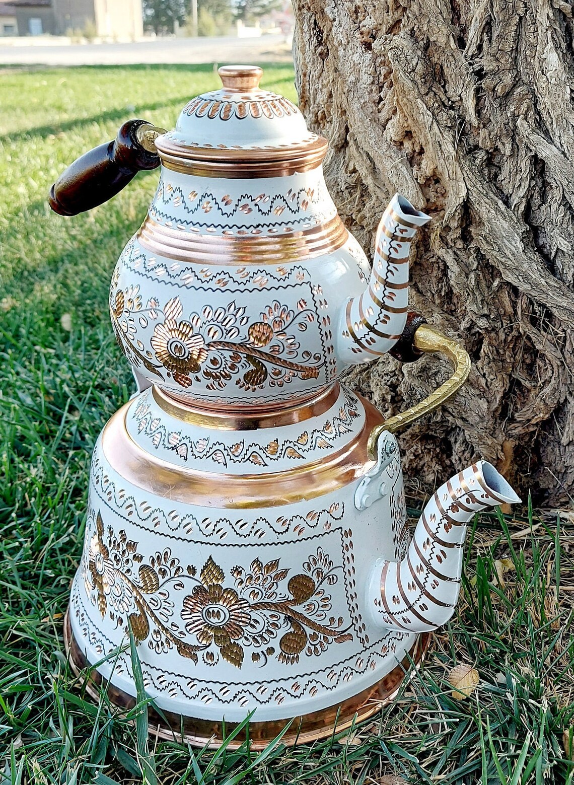 Copper Teapoti Red Tea Set Tea Set Embroidered Heater | Etsy