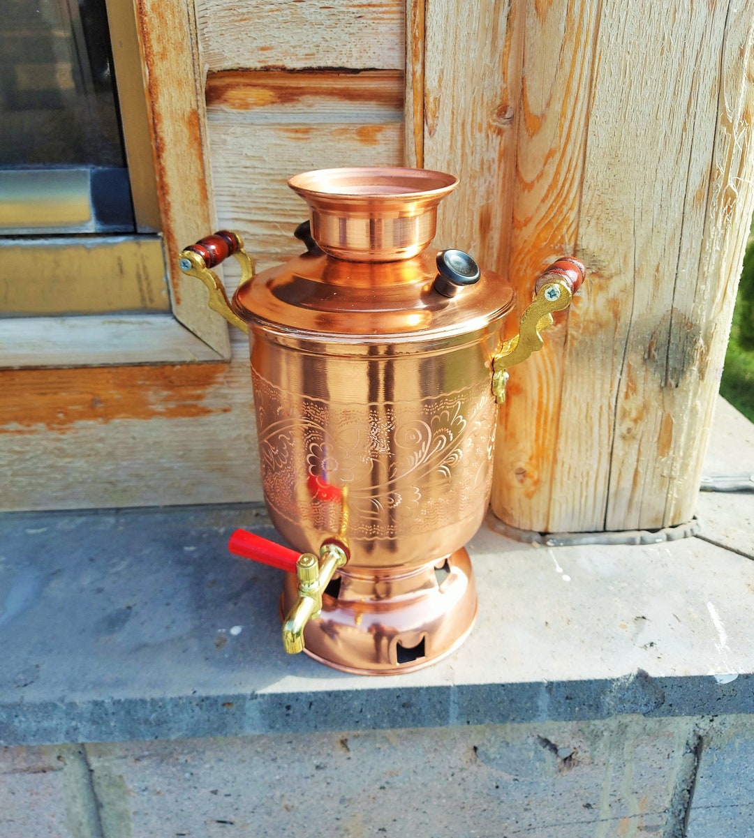 2,5 Coal Burning Copper Samovar - Turkish Samovar, Handmade Samovar ...
