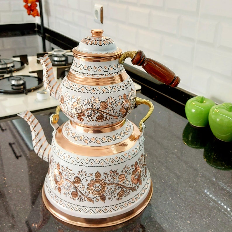 Copper Teapoti Red Tea Set Tea Set Embroidered Heater | Etsy