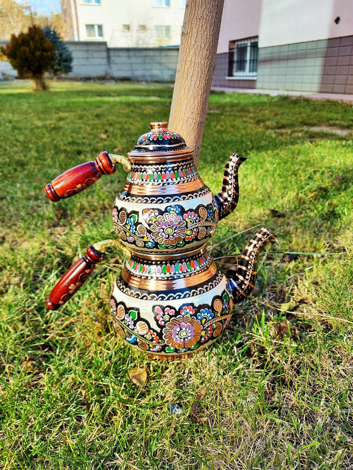 Copper Teapot Colorful Tea Set Tea Set Embroidered Warmer - Etsy