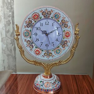 White Copper Clock Desktop Copper Clock , Footed Clock , Desk Clock ...