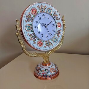 White Copper Clock Desktop Copper Clock , Footed Clock , Desk Clock ...