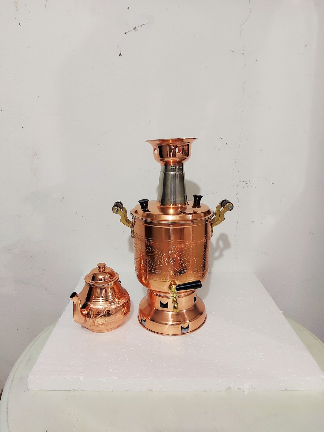 3 LT Coal Burning Copper Samovar - Turkish Samovar, Handmade Samovar ...